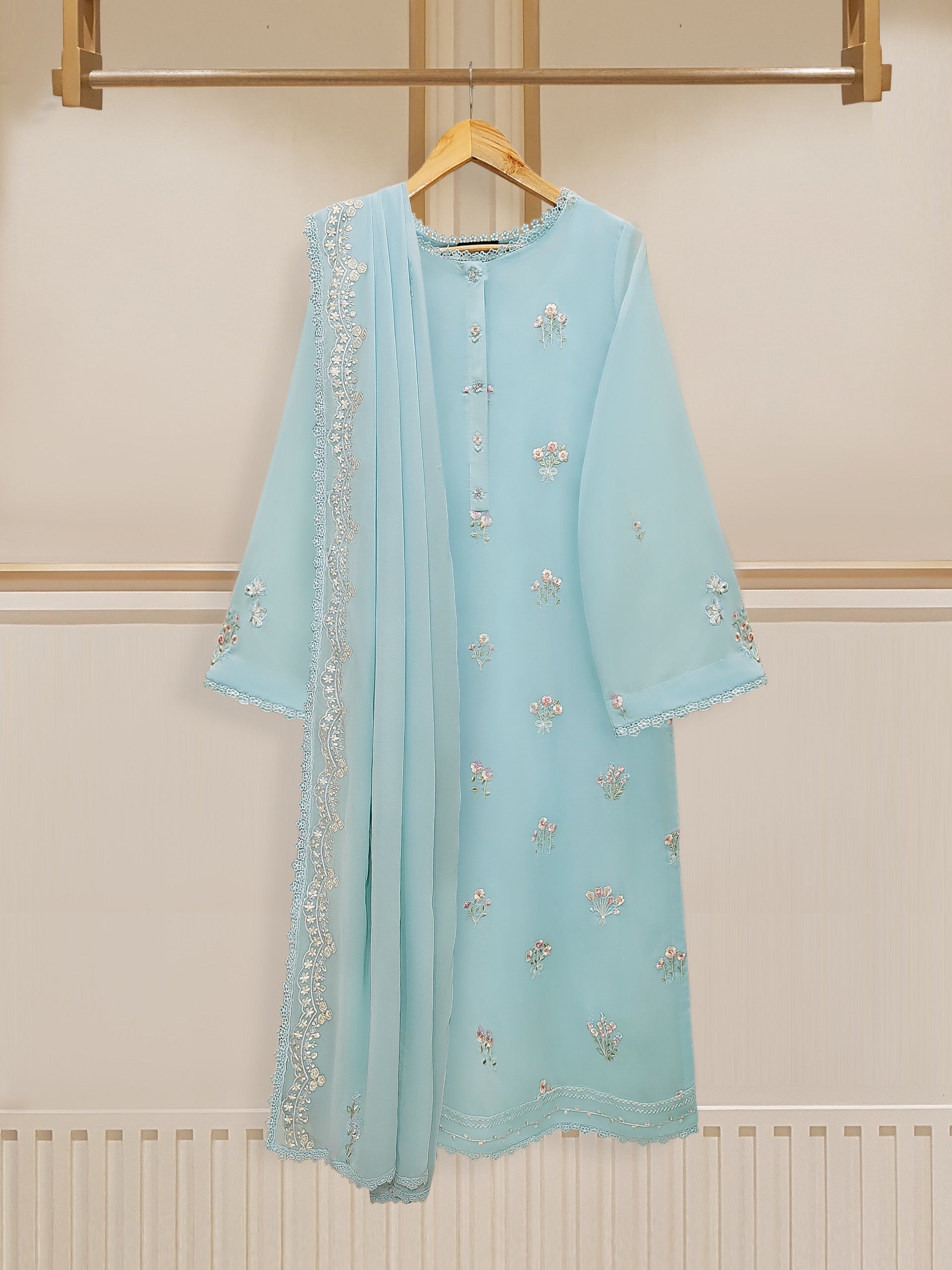 3 Piece - Embroidered Swiss Voile Suit S109810 – Aghanoorinternational