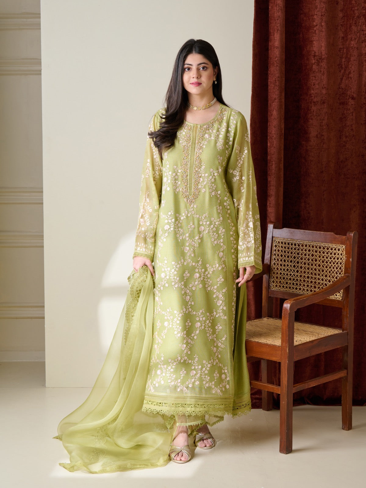 3 Piece - Pure Cotton Net Embroidered Suit S110238 – Aghanoorinternational