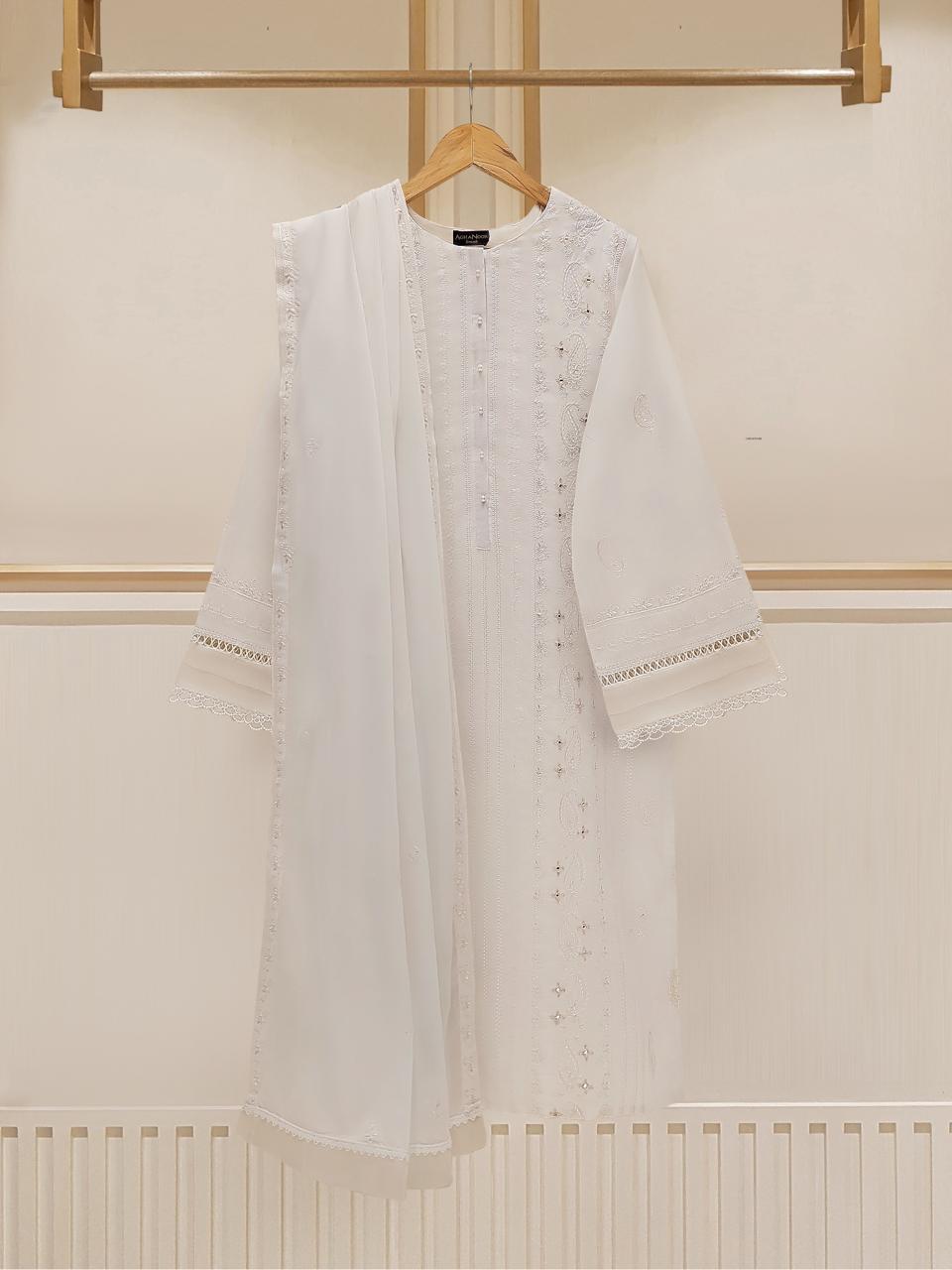 3 Piece - Embroidered Swiss Voile Suit S109568 – Aghanoorinternational