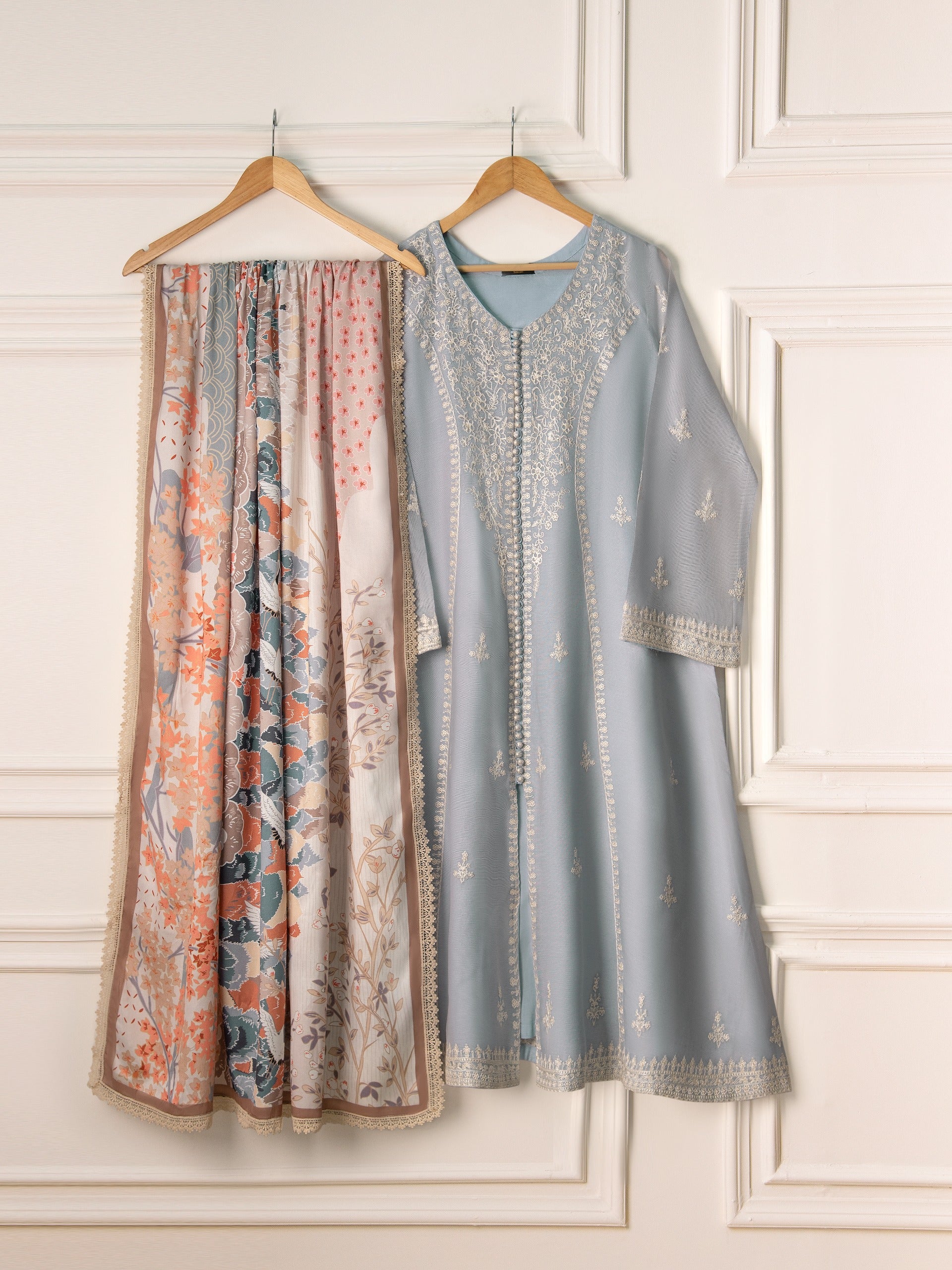 3 Piece- Pure Cotton Net Embroidered Suit S110945 – Aghanoorinternational