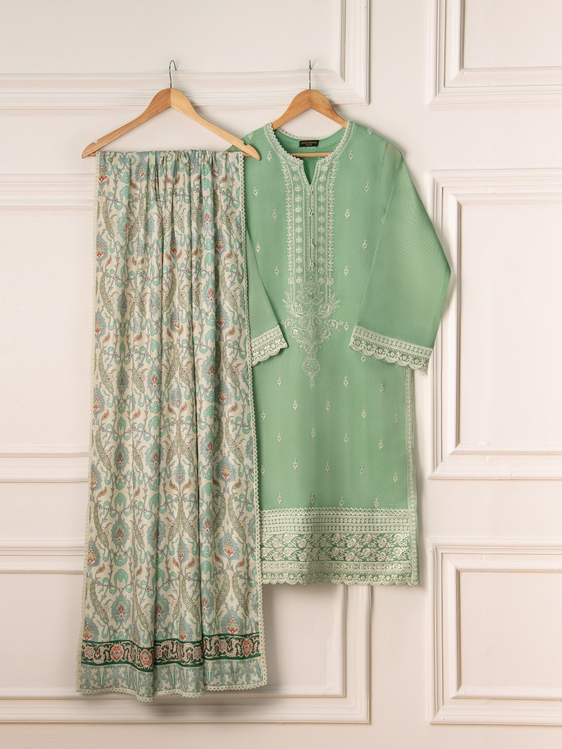 3 Piece- Pure Cotton Net Embroidered Suit S110944 – Aghanoorinternational