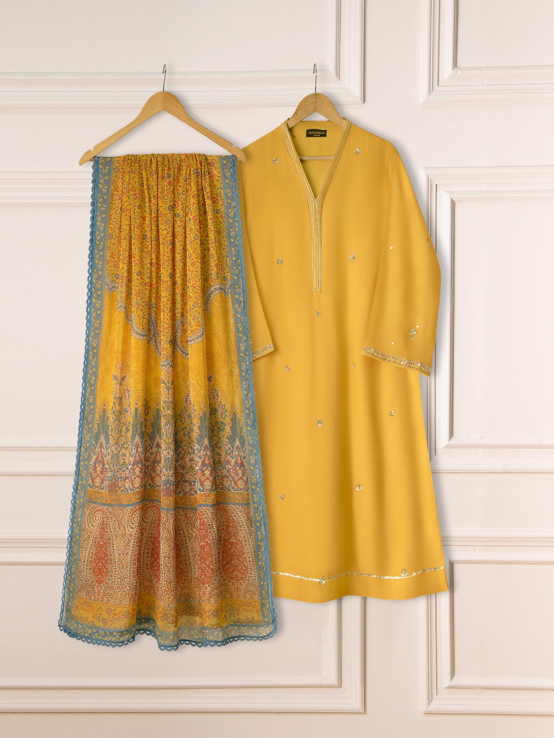 3 Piece- Pure Cotton Net Embroidered Suit S111215 – Aghanoorinternational