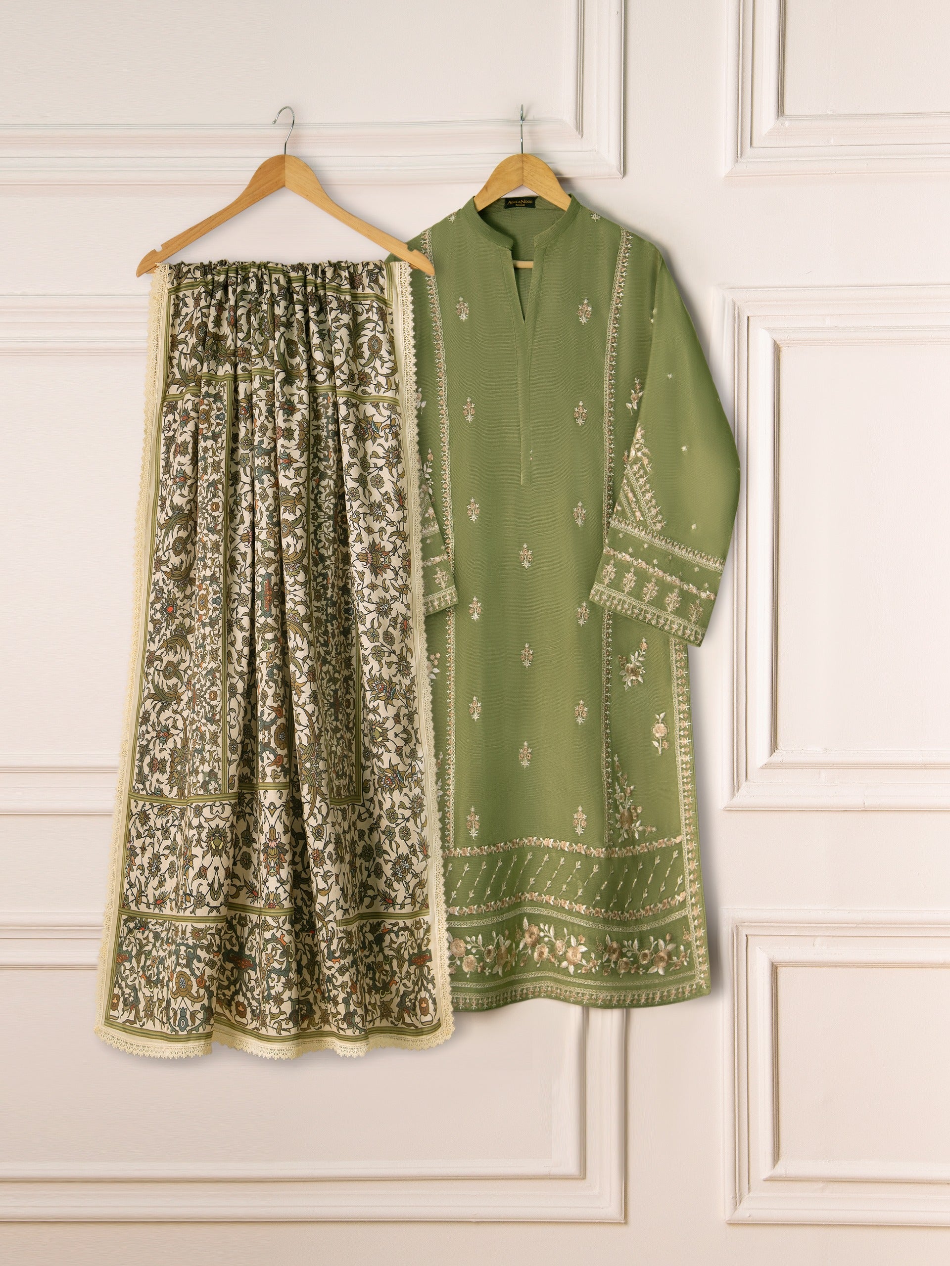 3 Piece- Pure Cotton Net Embroidered Suit S111071 – Aghanoorinternational