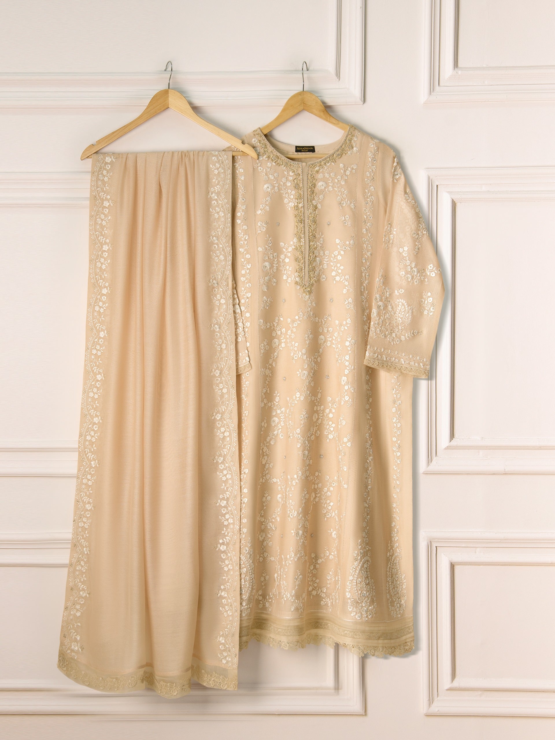 3 Piece- Pure Cotton Net Embroidered Suit S110912 – Aghanoorinternational