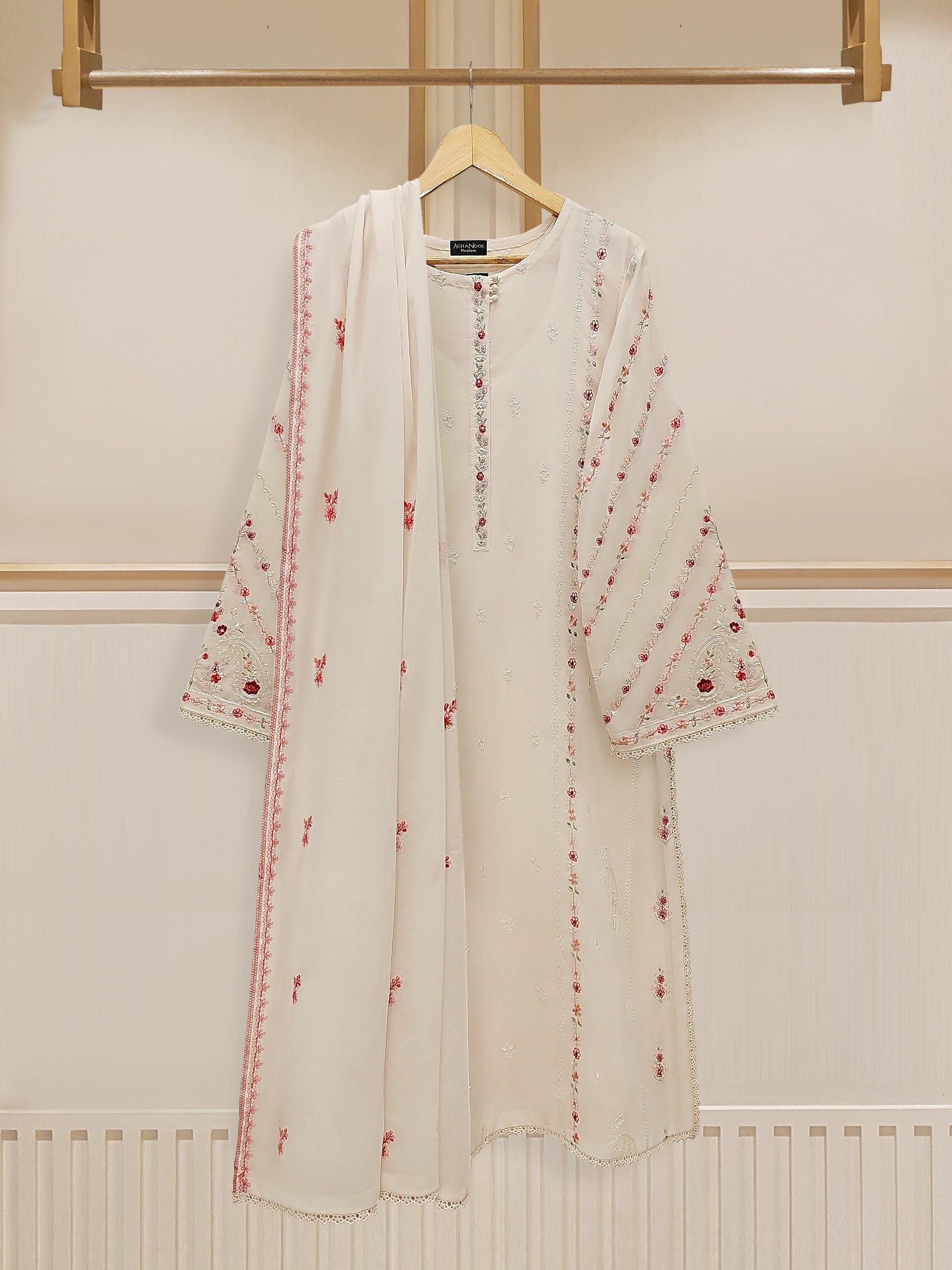 3 Piece - Embroidered Swiss Voile Suit S109824 – Aghanoorinternational