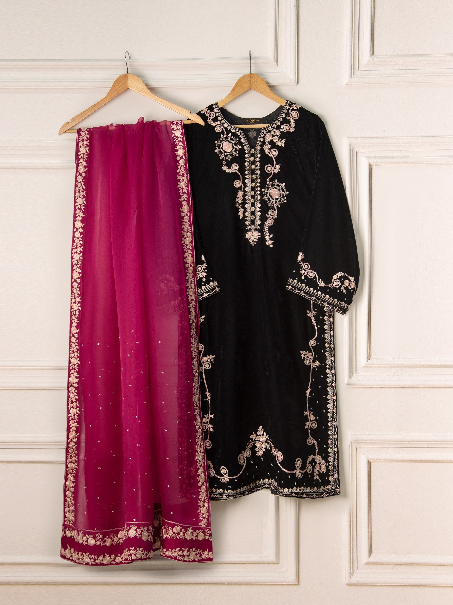 3 Piece- Embroidered Velvet Suit S110782 – Aghanoorinternational