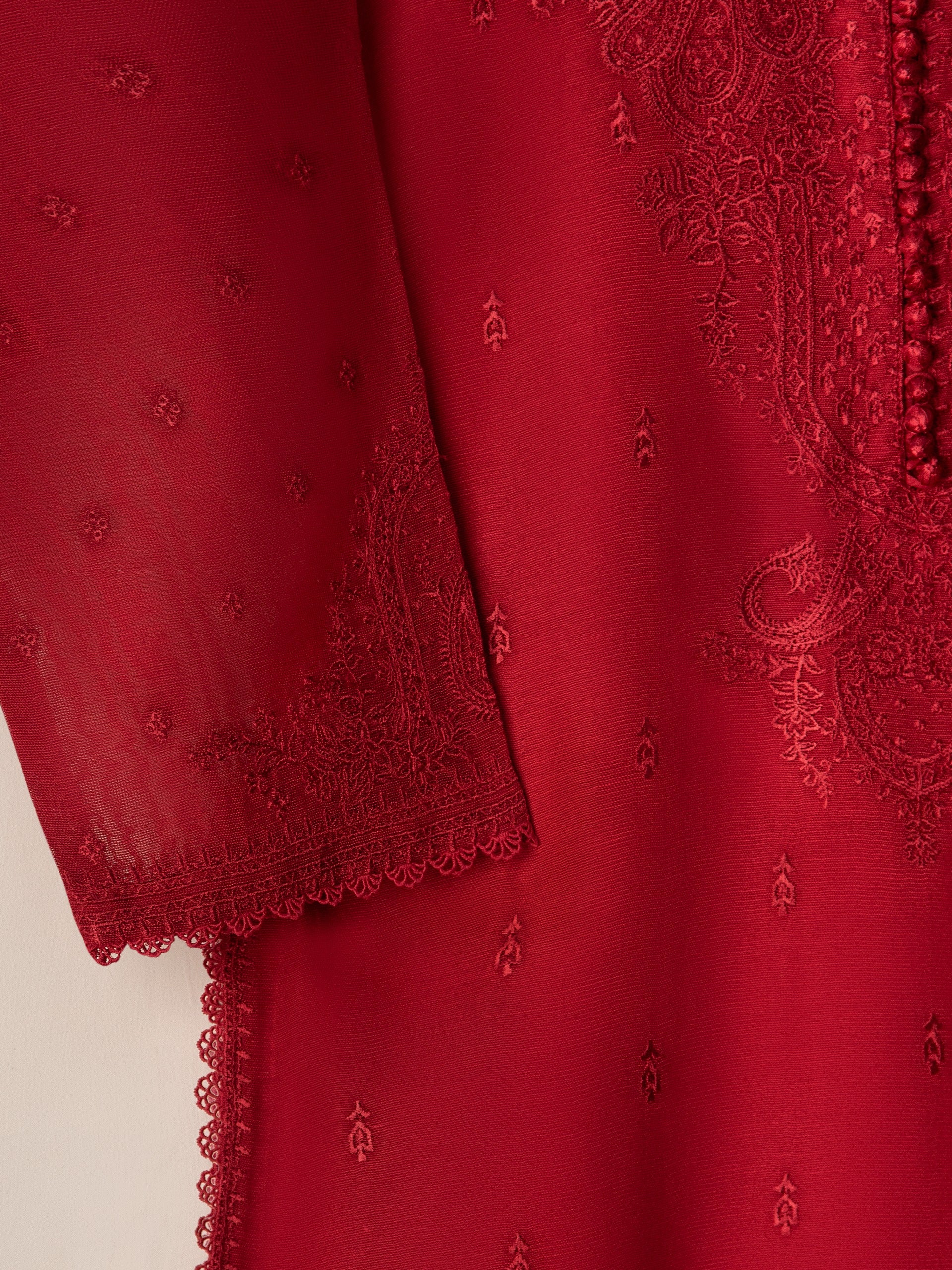 3 Piece- Pure Cotton Net Embroidered Suit S110884 – Aghanoorinternational