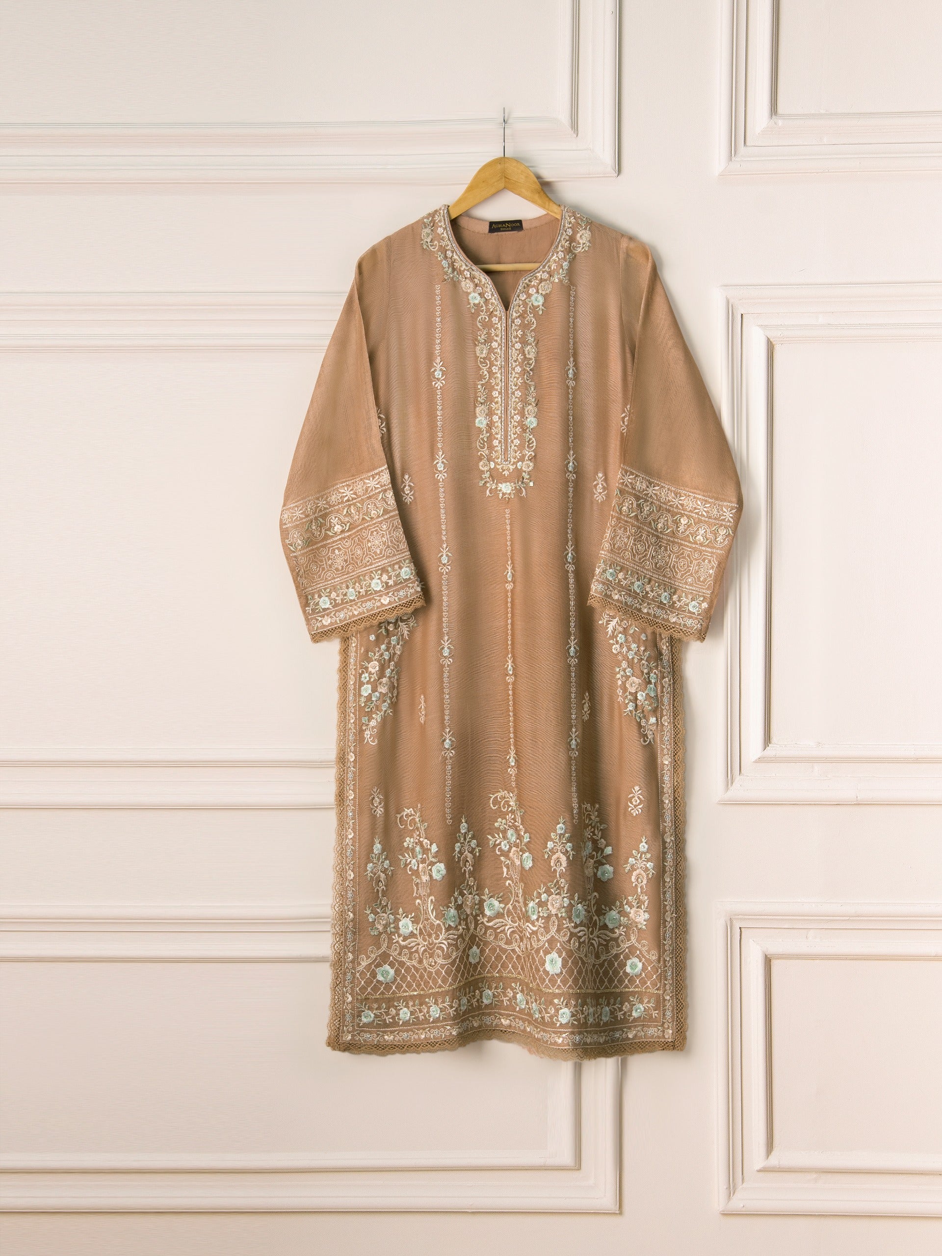 2 Piece- Pure Cotton Net Embroidered Suit S110762 – Aghanoorinternational