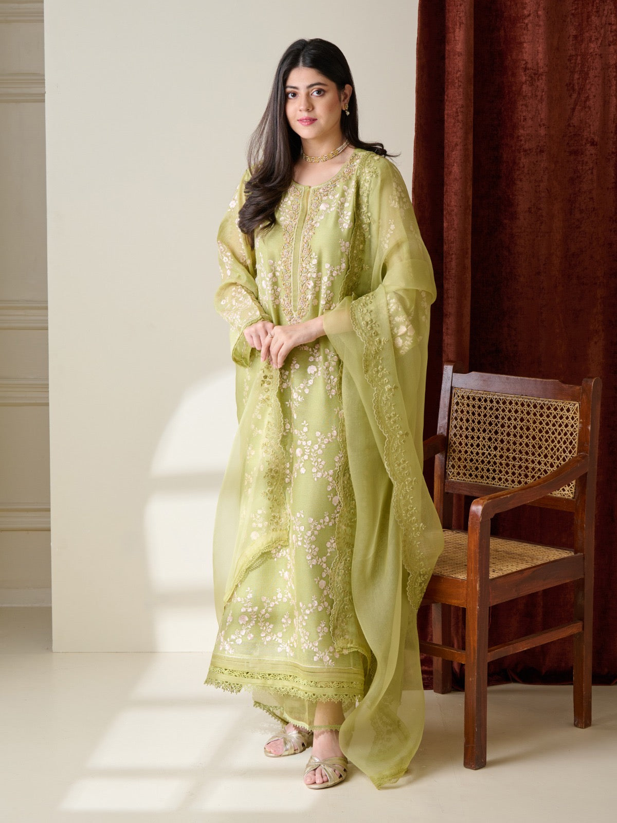 3 Piece - Pure Cotton Net Embroidered Suit S110238 – Aghanoorinternational