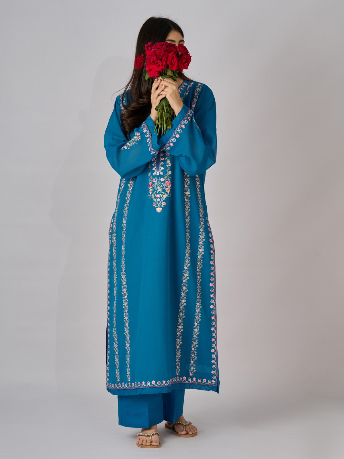 2 Piece - Embroidered Pure Swiss Voile Suit S110336 – Aghanoorinternational