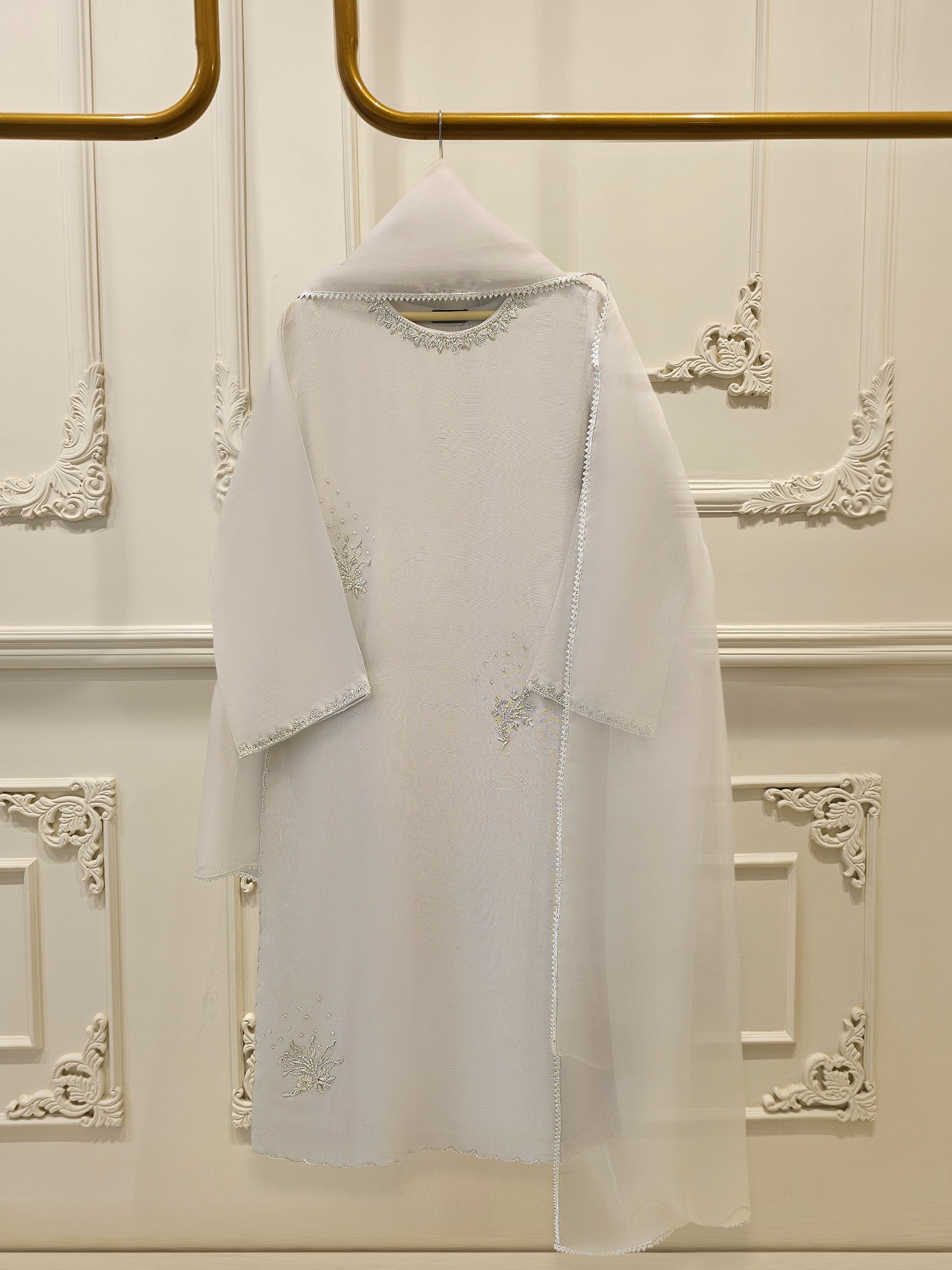 3 Piece - Pure Embroidered Cotton Net Suit S112100 – Aghanoorinternational