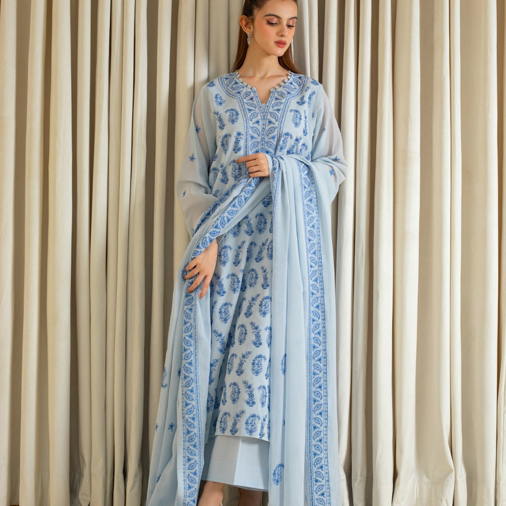 3 Piece - Embroidered Swiss Voile Suit S109858 – Aghanoorinternational