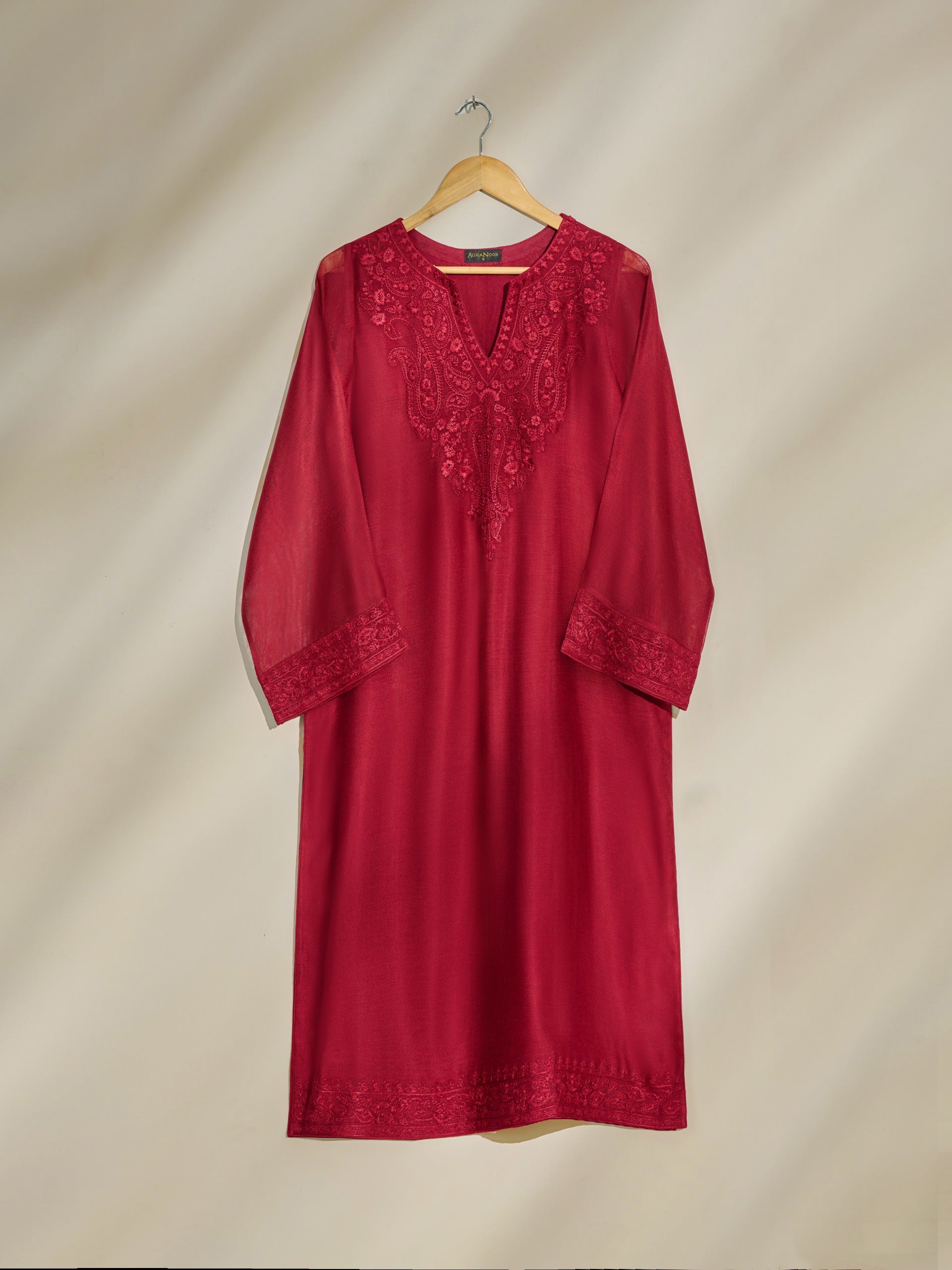 2 Piece - Pure Cotton Net Embroidered Suit S110467 – Aghanoorinternational