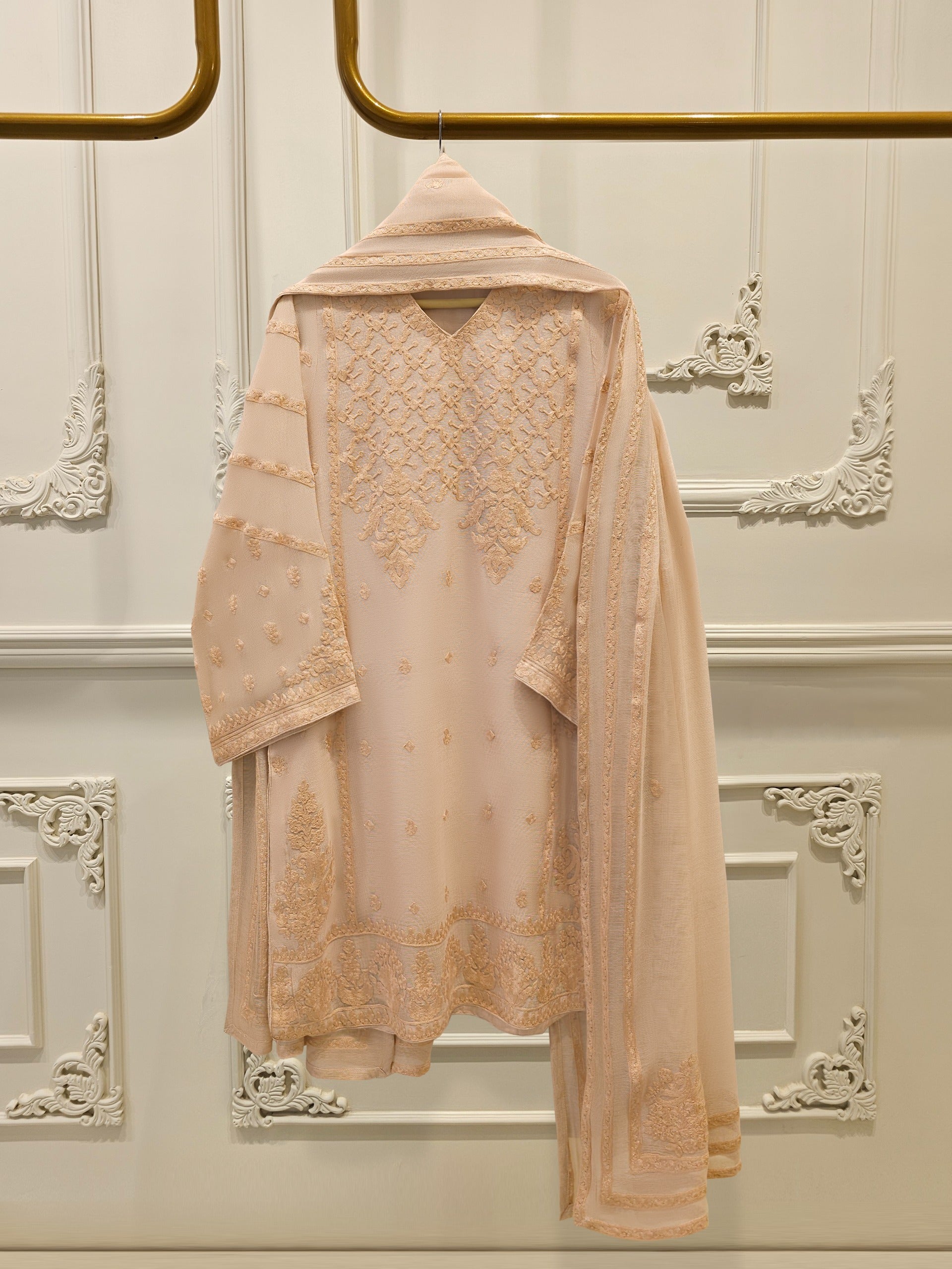 3 Piece - Pure Embroidered Cotton Net Suit S111997 – Aghanoorinternational