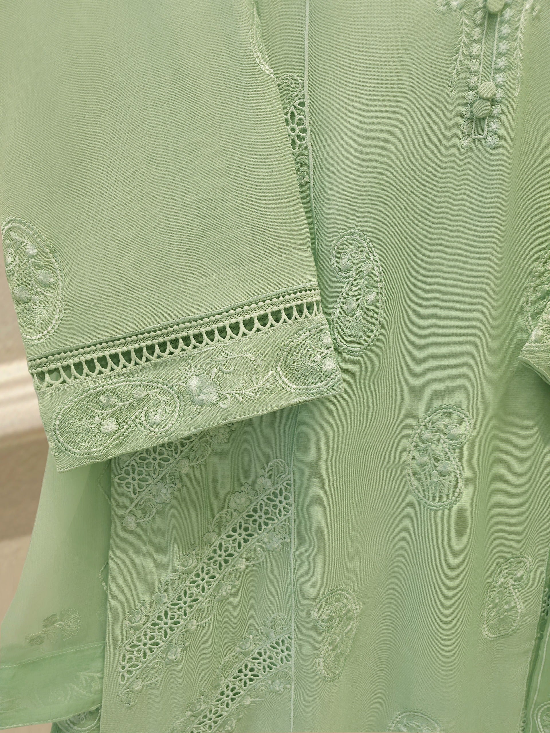 3 Piece - Pure Embroidered Cotton Net Suit S112808 – Aghanoorinternational