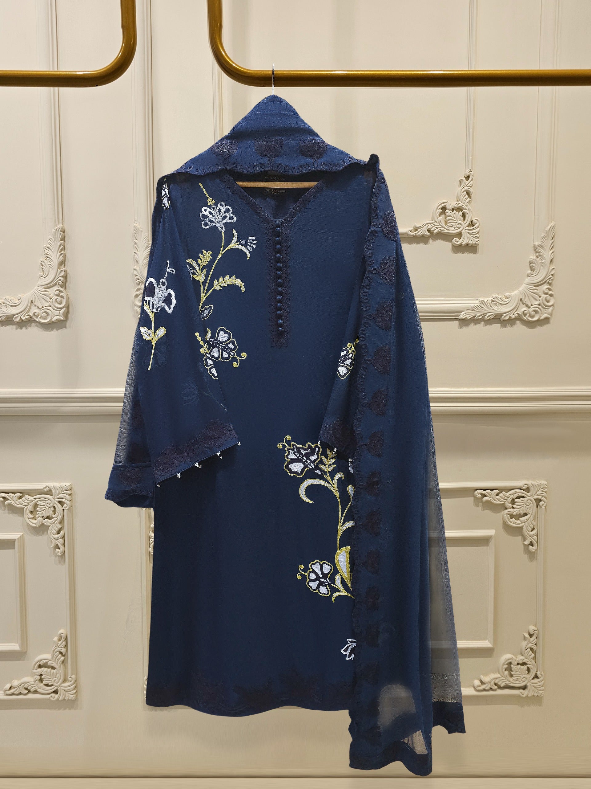 3 Piece - Pure Embroidered Cotton Net Suit S111888 – Aghanoorinternational