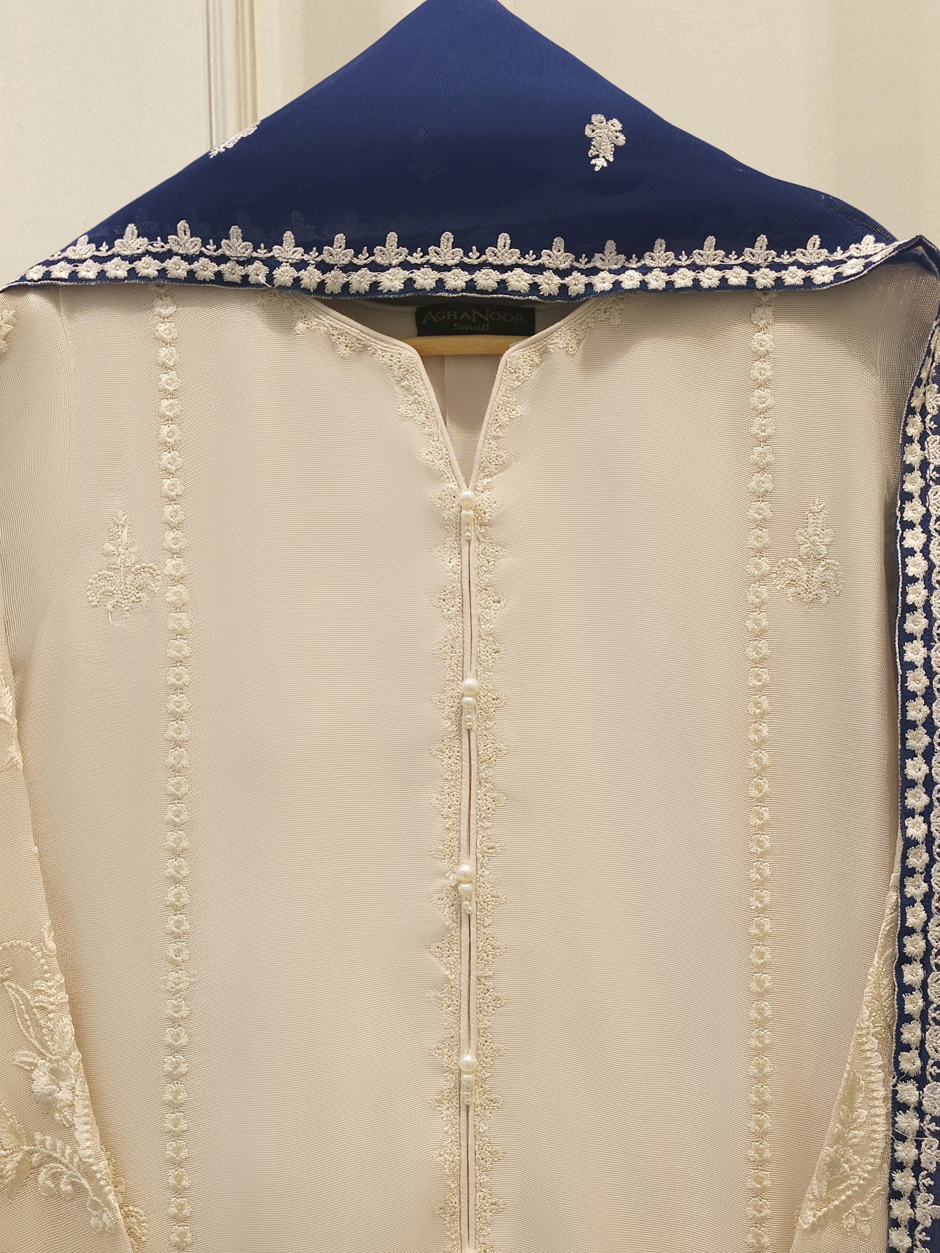3 Piece - Pure Embroidered Cotton Net Suit S112354 – Aghanoorinternational