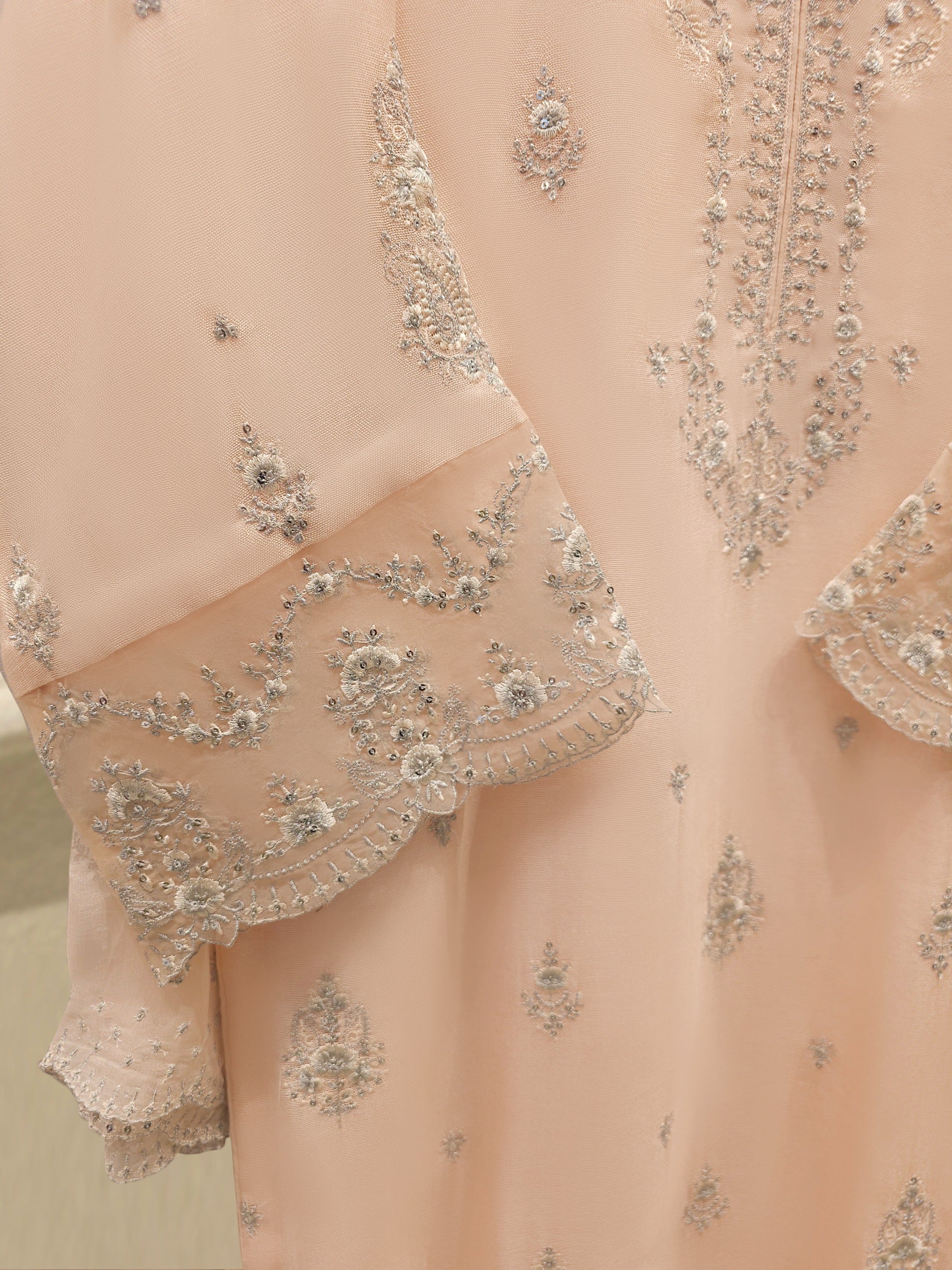3 Piece - Pure Embroidered Cotton Net Suit S112717 – Aghanoorinternational