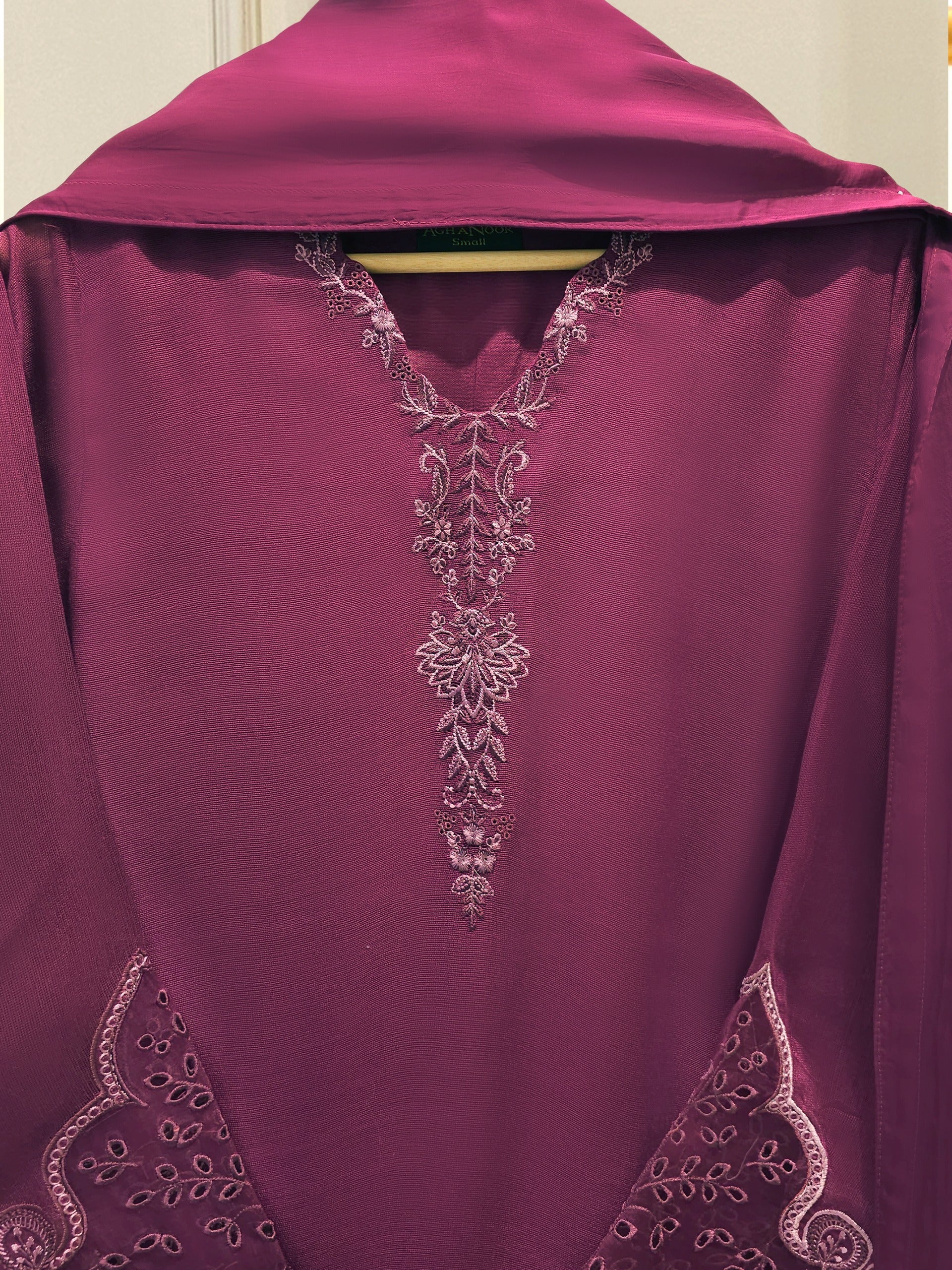 3 Piece - Pure Embroidered Cotton Net Suit S112776 – Aghanoorinternational