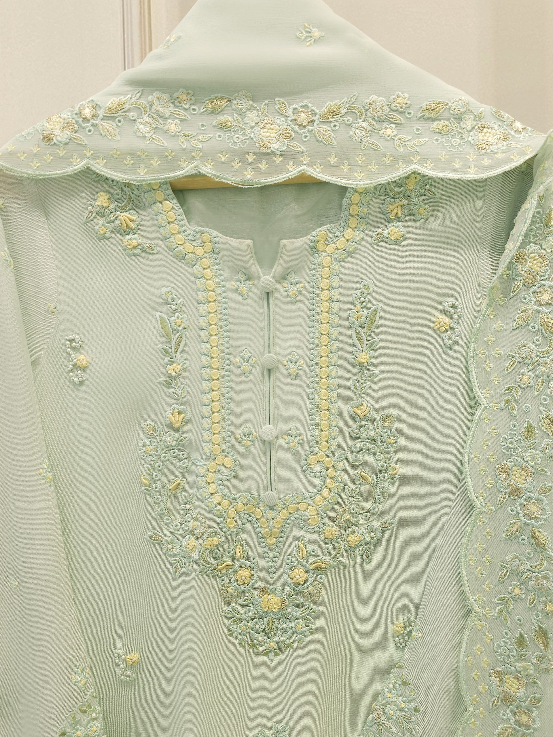 3 Piece - Pure Embroidered Cotton Net Suit S112781 – Aghanoorinternational